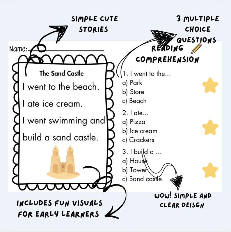 Printable Kindergarten Reading Comprehension Stories - Etsy