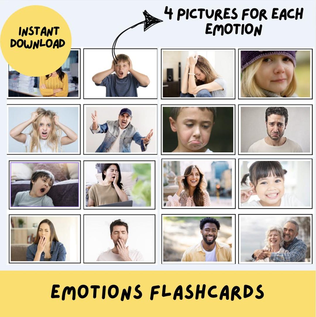 Emotions Printable Flashcards - Etsy