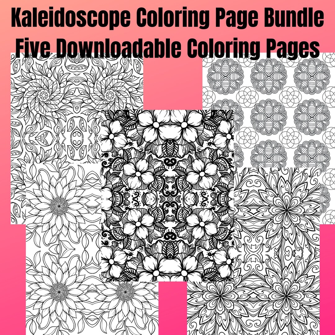 Five Kaleidoscope Coloring Pages - Digital Download - Etsy