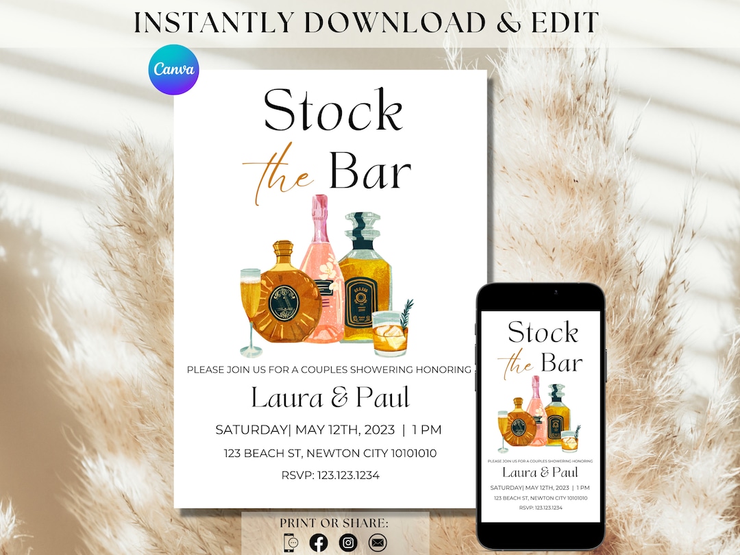 Stock the Bar Invitation Stock the Bar Party Invite Engagement Party ...
