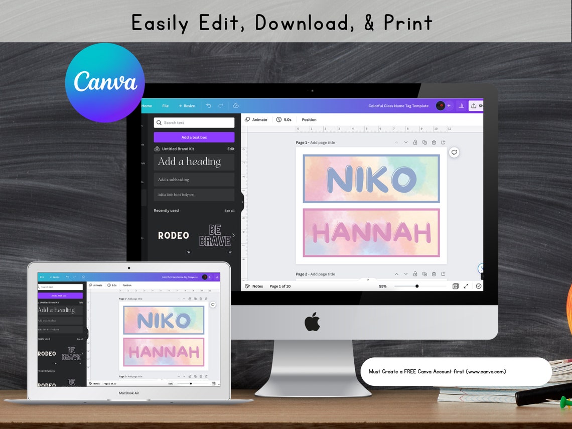 Colorful Classroom Name Tag Template Editable Cubby Name Tags Printable ...