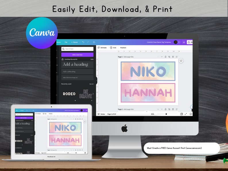 Colorful Classroom Name Tag Template Editable Cubby Name Tags Printable ...