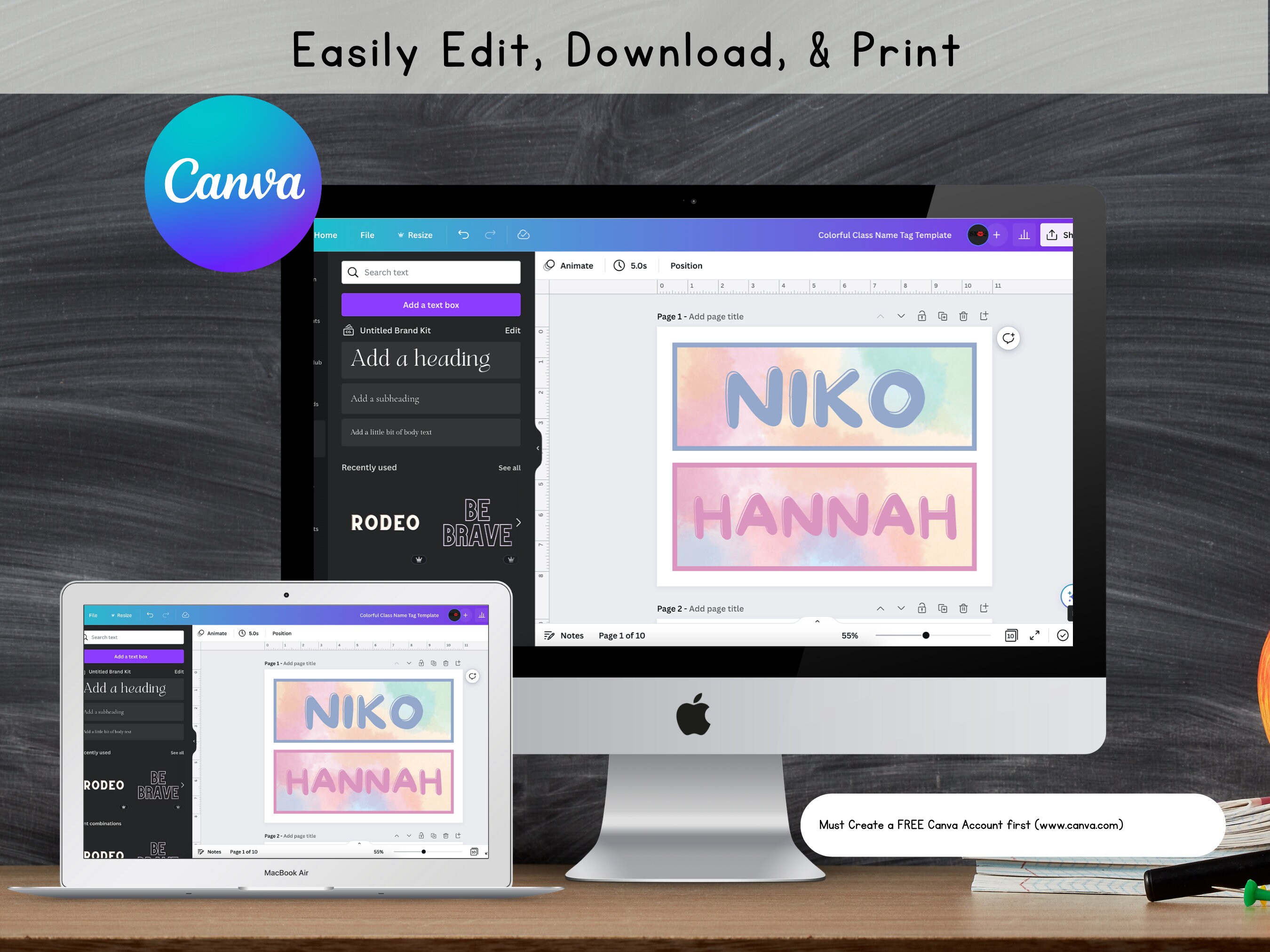 Colorful Classroom Name Tag Template Editable Cubby Name Tags Printable ...