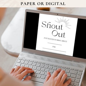 Minimalist Shout Out Note Student Compliment Card Staff Appreciation ...