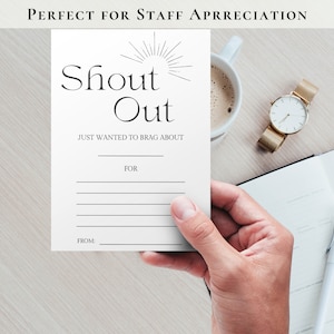Minimalist Shout Out Note Student Compliment Card Staff Appreciation ...