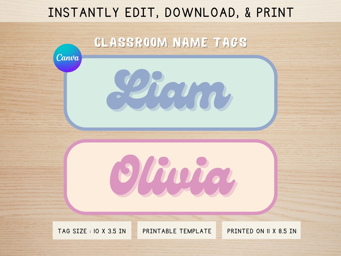 Retro Classroom Name Tag Template Printable Teacher Resources Groovy ...