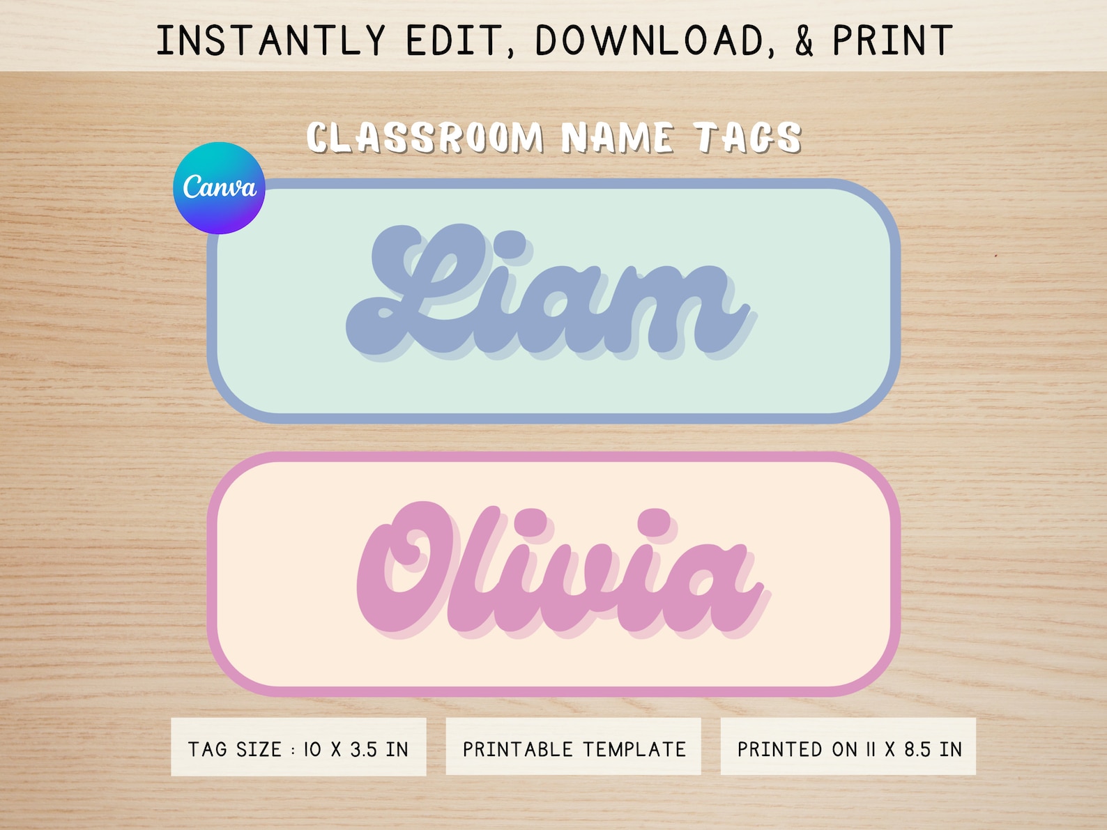 Retro Classroom Name Tag Template Printable Teacher Resources Groovy ...