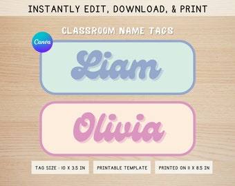 Colorful Classroom Name Tag Template Editable Cubby Name Tags Printable ...