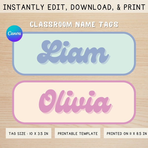 Boho Groovy Retro Name Labels - Etsy