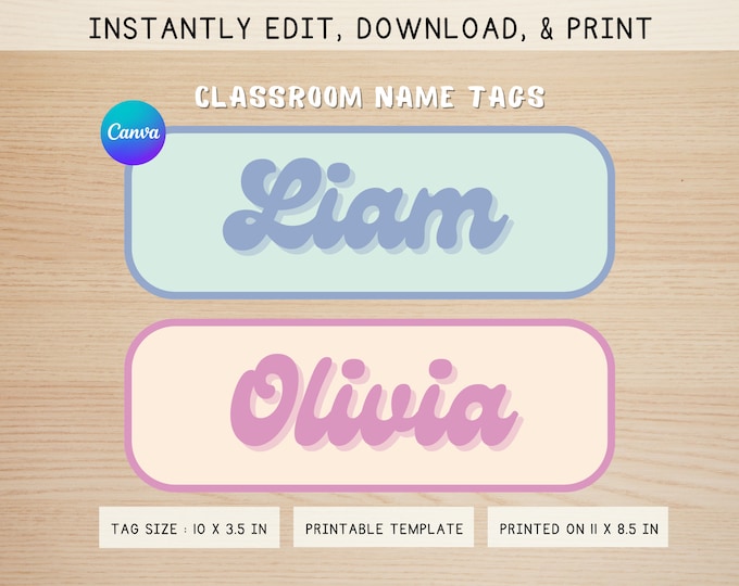 Retro Pastel Name Tags | Classroom Labels | Editable - Etsy Canada