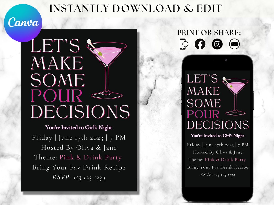 Ladies Night in Invitation Hen Party Invite Girls Night in - Etsy