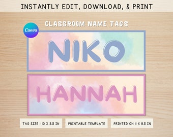 Classroom Name Tags- Template - Etsy
