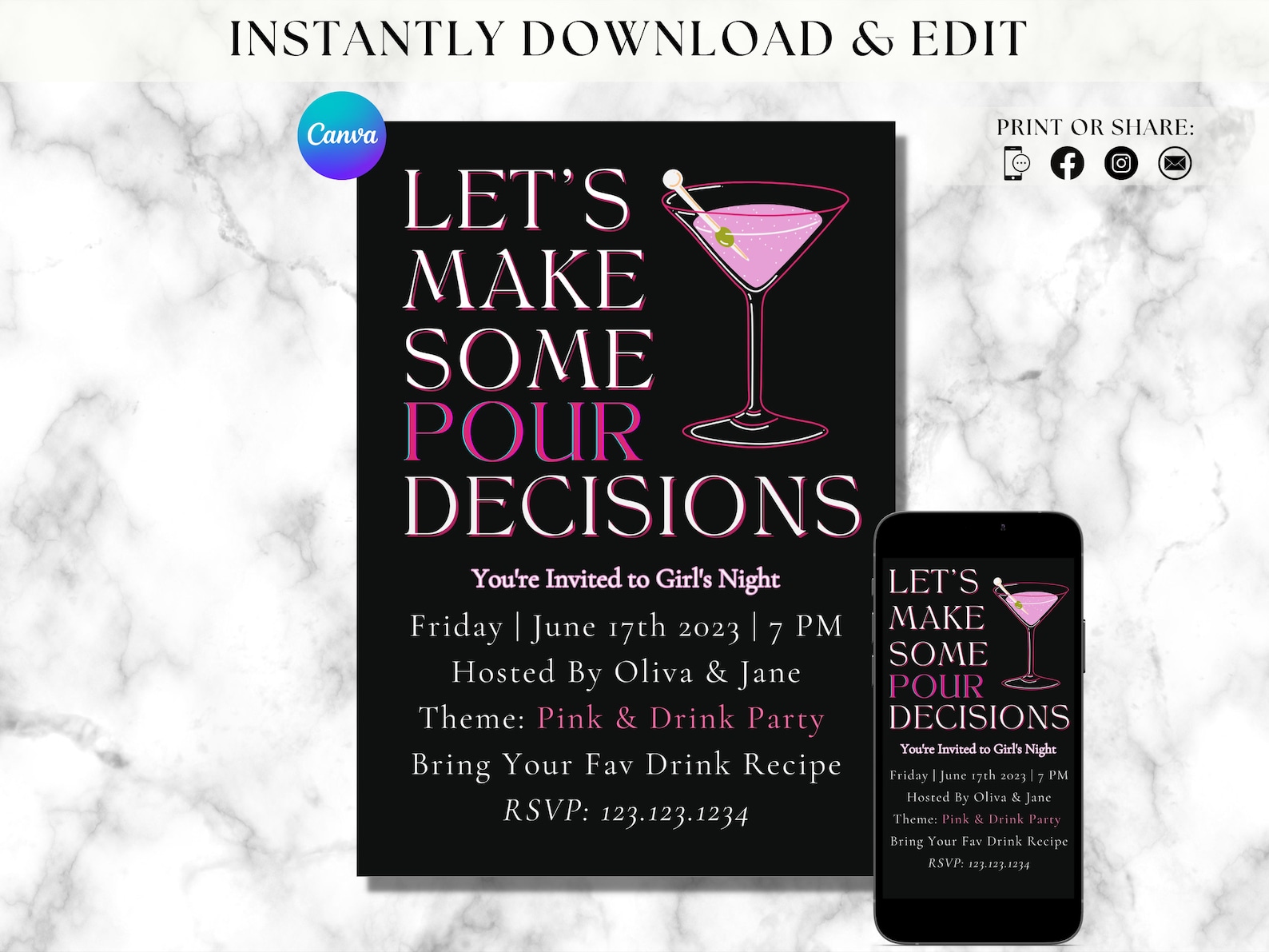 Ladies Night in Invitation Hen Party Invite Girls Night in Invite ...