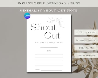 CLASSY Shout Out Cards for Staff Co-workers Employees - Etsy