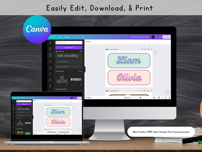 Retro Classroom Name Tag Template Printable Teacher Resources Groovy ...