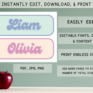 Retro Classroom Name Tag Template Printable Teacher Resources Groovy ...