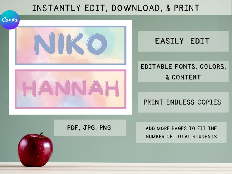 Colorful Classroom Name Tag Template Editable Cubby Name Tags Printable ...