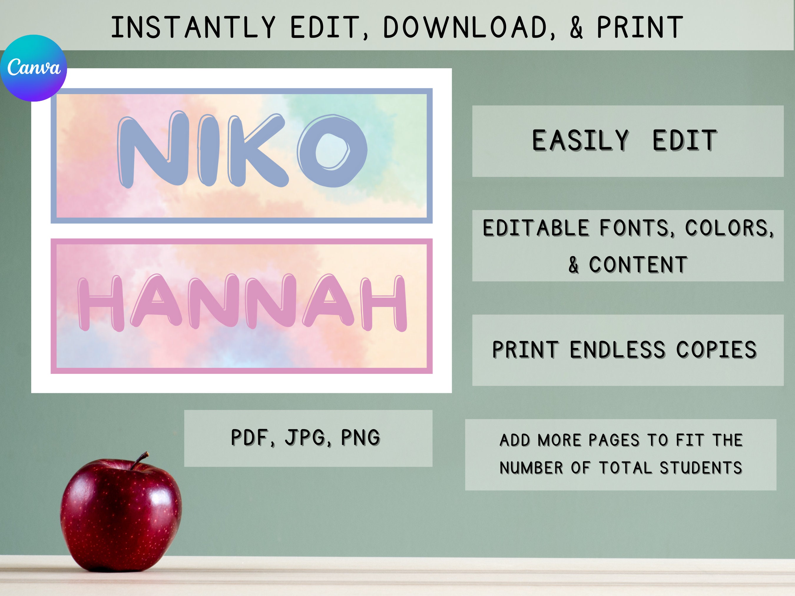 Colorful Classroom Name Tag Template Editable Cubby Name Tags Printable ...