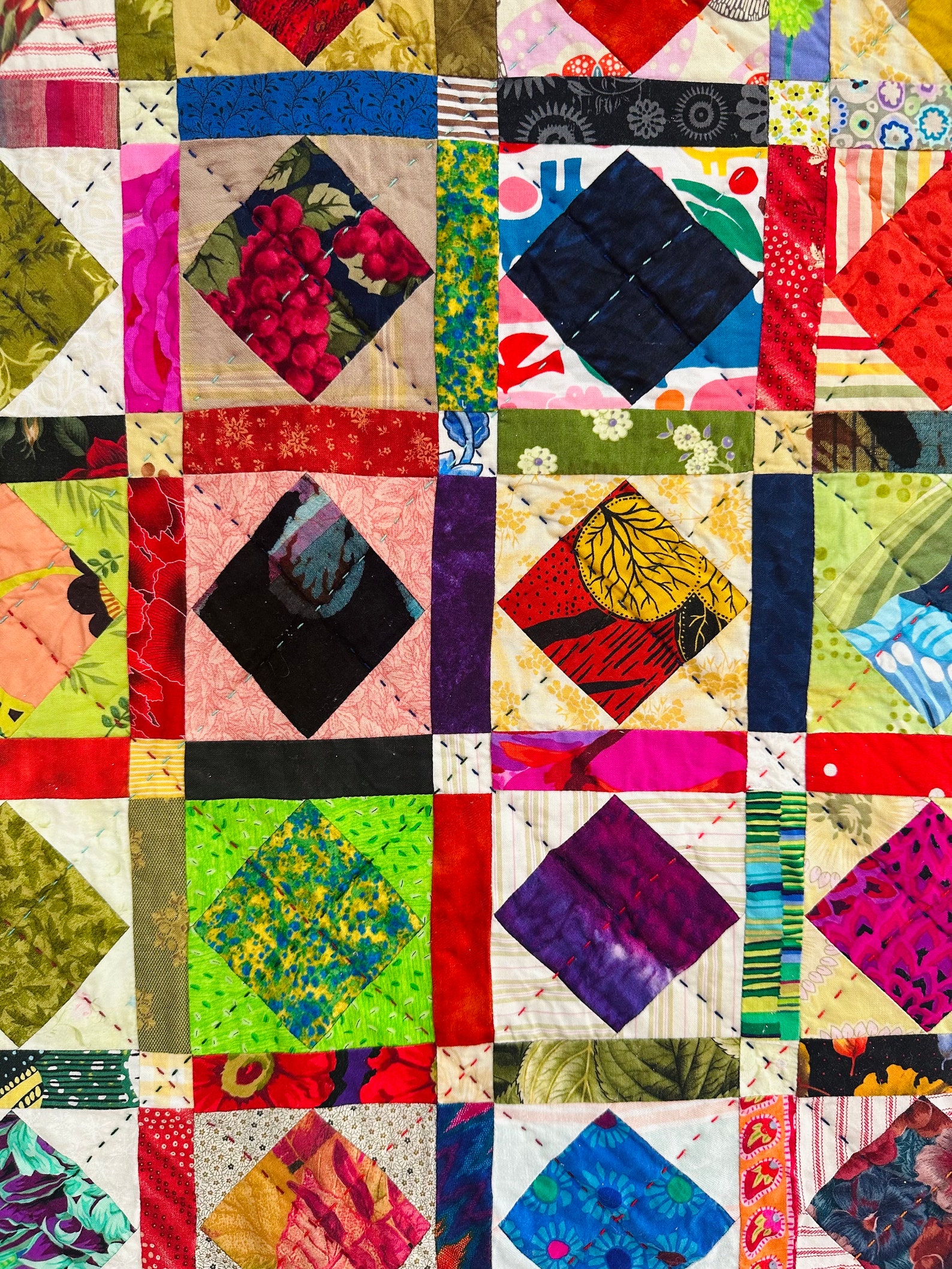 Framed Economy Block Quilt - Handmade Quilt 67"x78" Made by Michelle ...