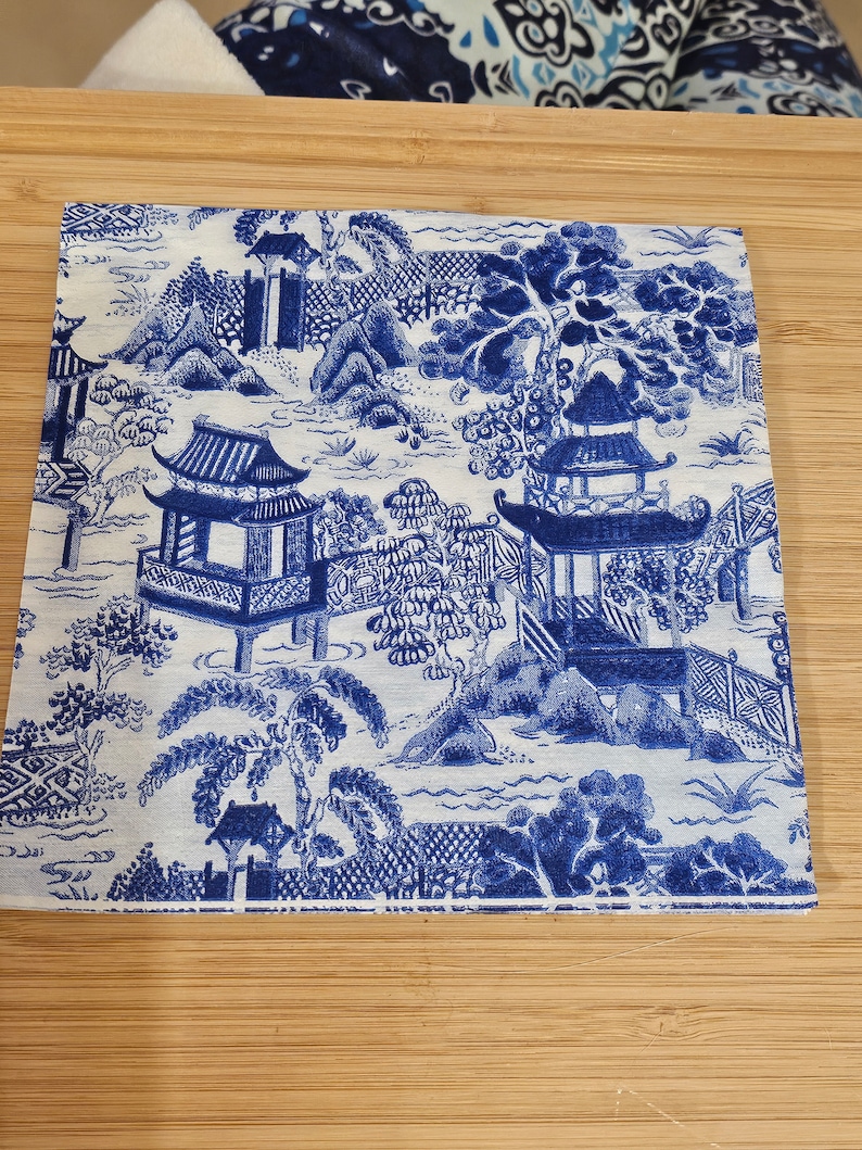 Blue Willow" Style Chinoisserie Blue and White Paper Napkin for ...
