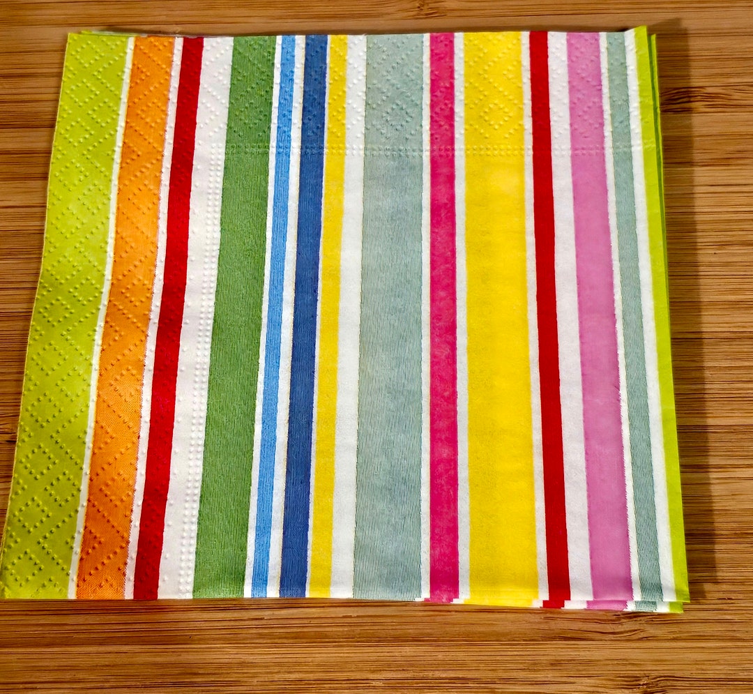 Preppy, Multi-color Pastel Striped Cocktail Napkins for Spring or ...