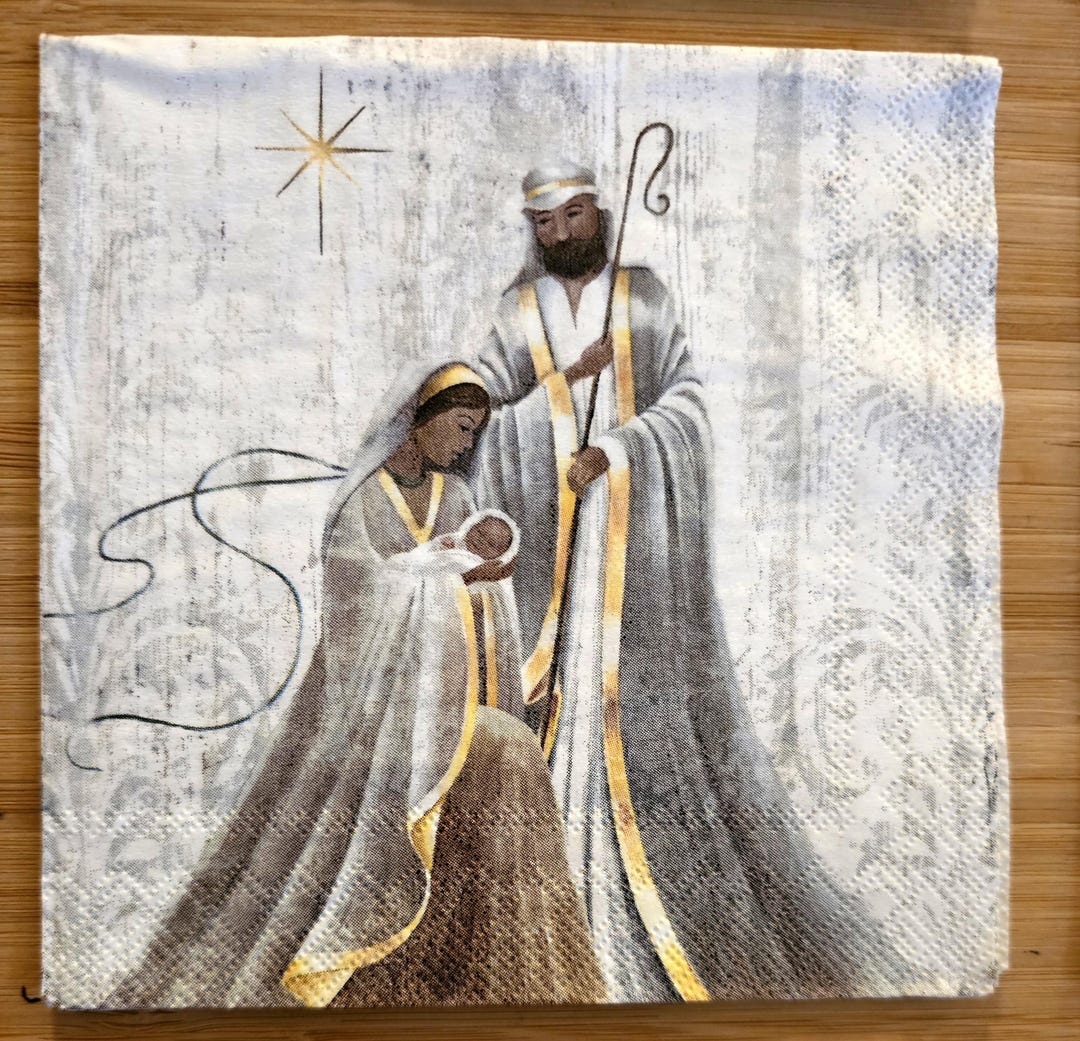 Jesus,joseph and Mary Decoupage Napkin - Etsy