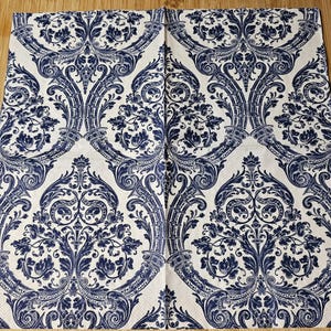 Navy Blue and White Damask Design Decoupage Napkin - Etsy