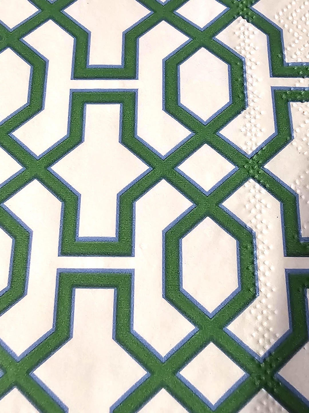Kelly Green Lattice With Blue Outline Cocktail Decoupage Napkin - Etsy
