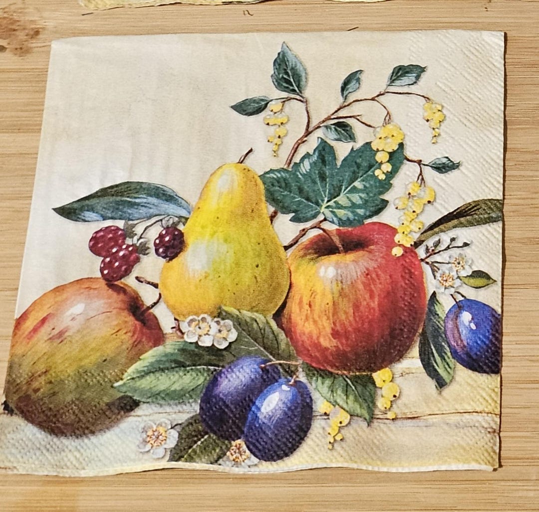 Traditional Still Life With Fruit Cocktail Napkin for Decoupage - Etsy