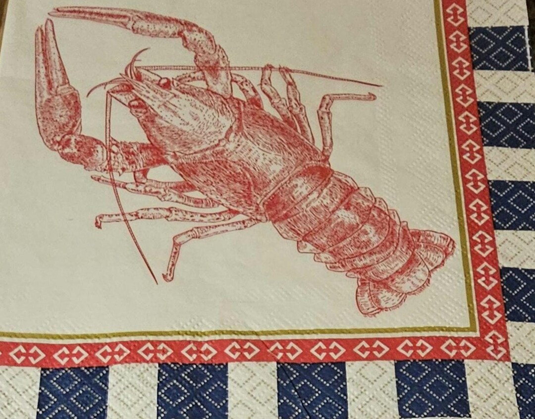 Red White and Blue Crayfish Napkin for Decoupage - Etsy