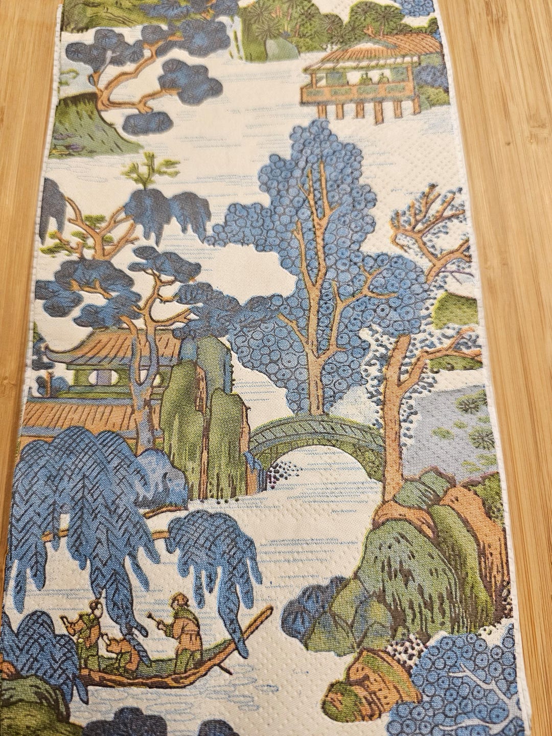 Blue Willow "style" Chinoisserie Blue, Green and White Paper Napkin for ...