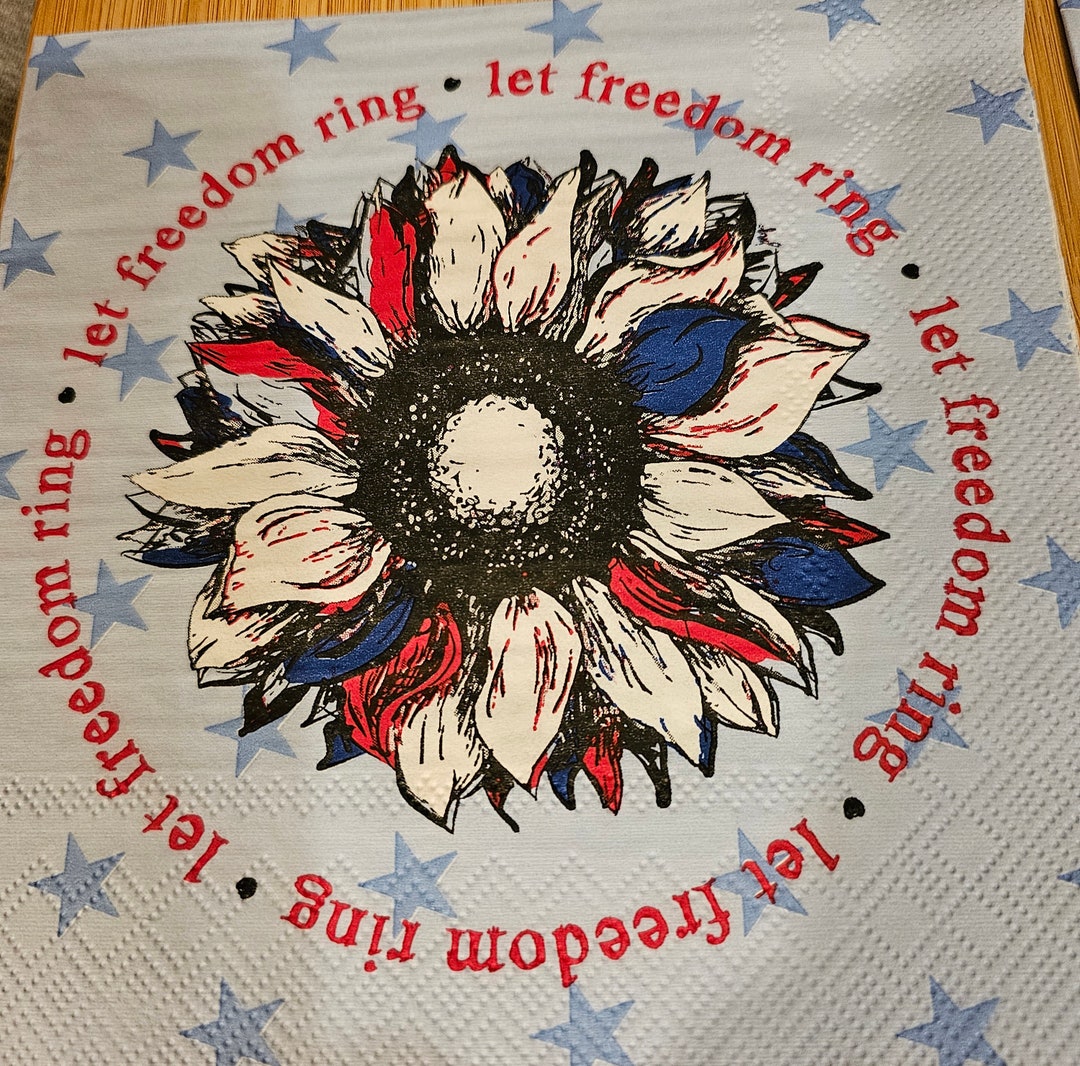 Boho Red, White and Blue Daisy for Patriotic Decoupage Project - Etsy