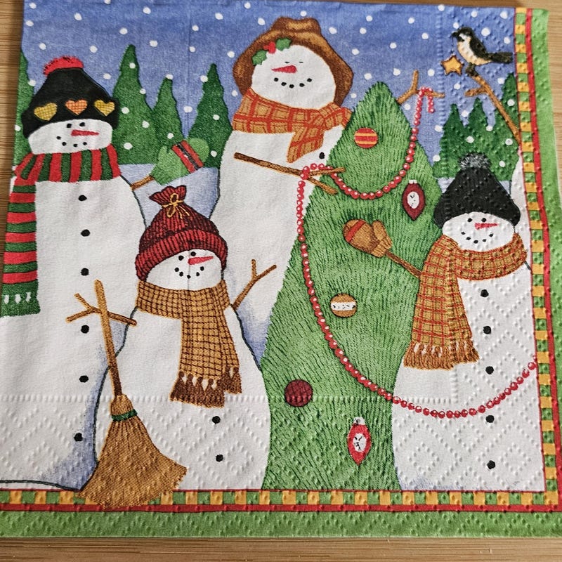 Snowman Napkins - Etsy
