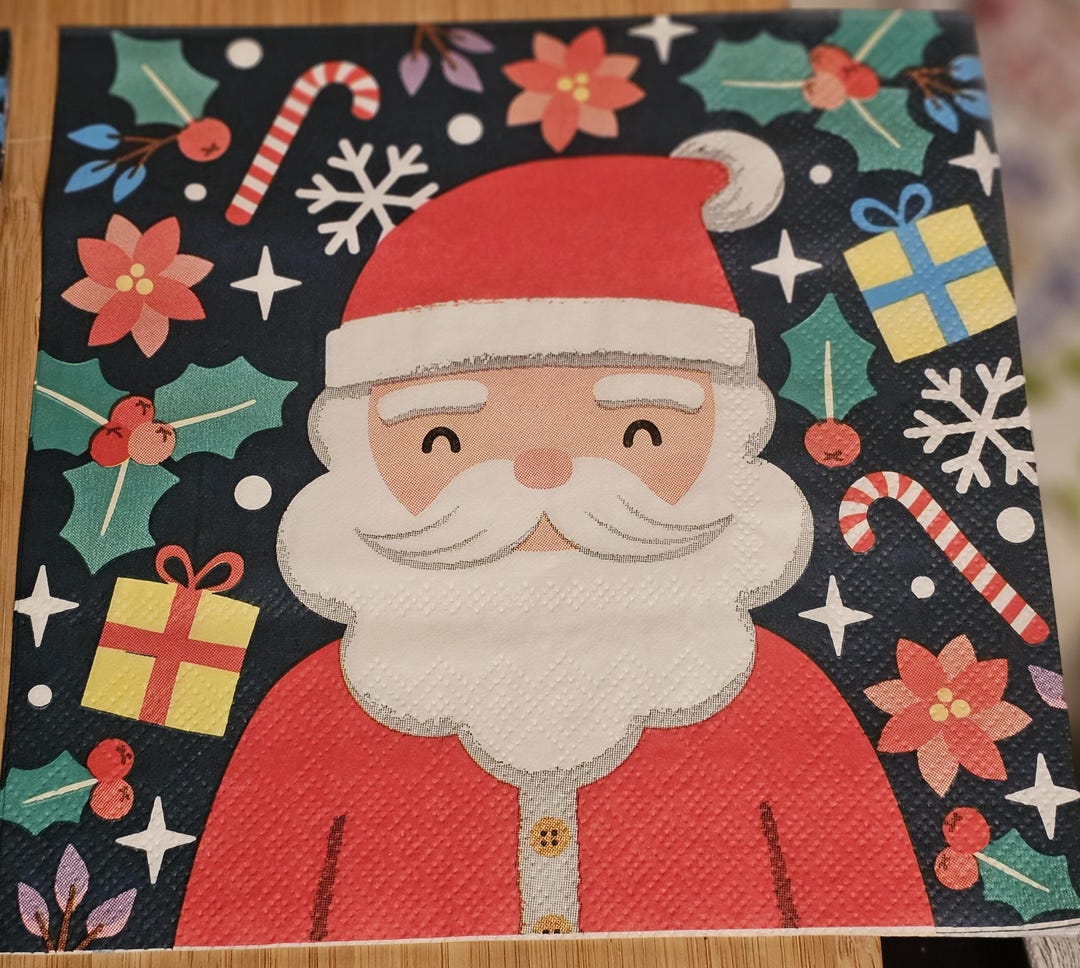 Fun Santa Clause With Navy Background Decoupage Napkin - Etsy