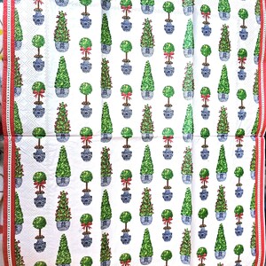 Chinoiserie Trees With Red Border Decoupage Napkin - Etsy