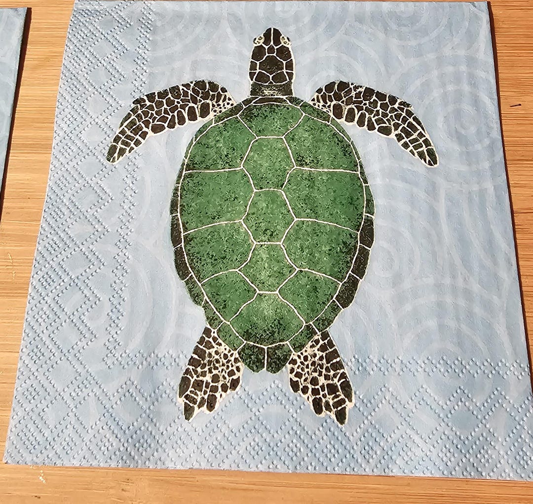 Green Sea Turtle Decoupage Napkin - Etsy