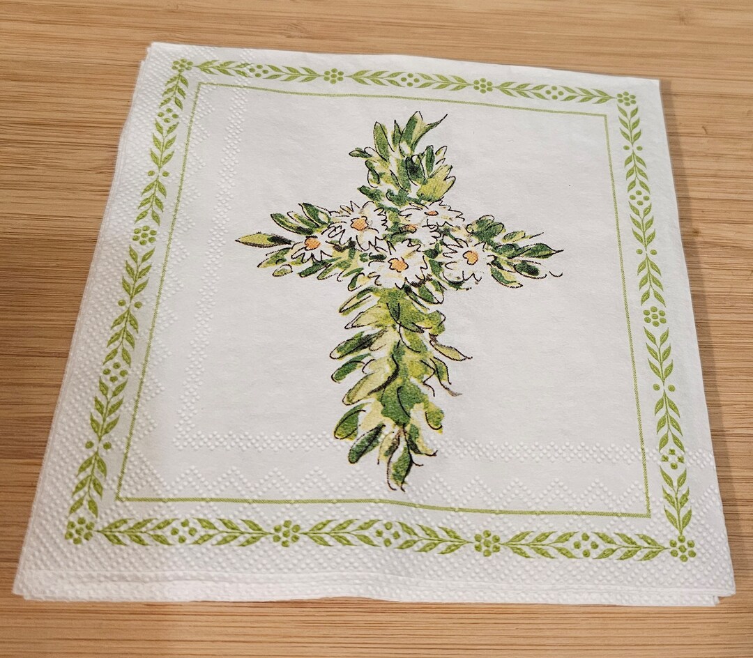 Floral Cross Easter Napkins for Decoupage Napkin - Etsy