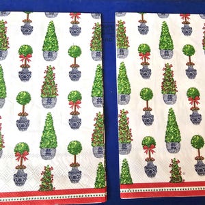 Chinoiserie Trees With Red Border Decoupage Napkin - Etsy