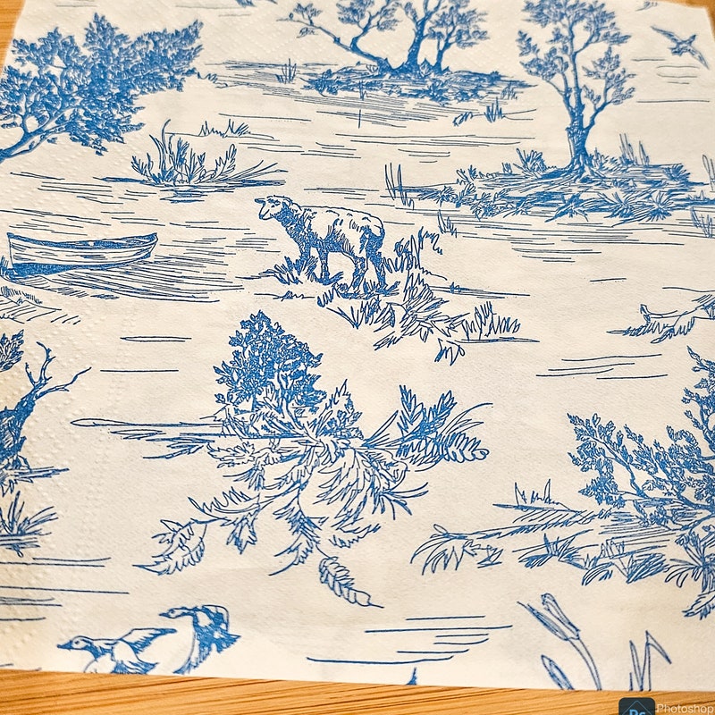 Light Blue Toile Fabric - Etsy