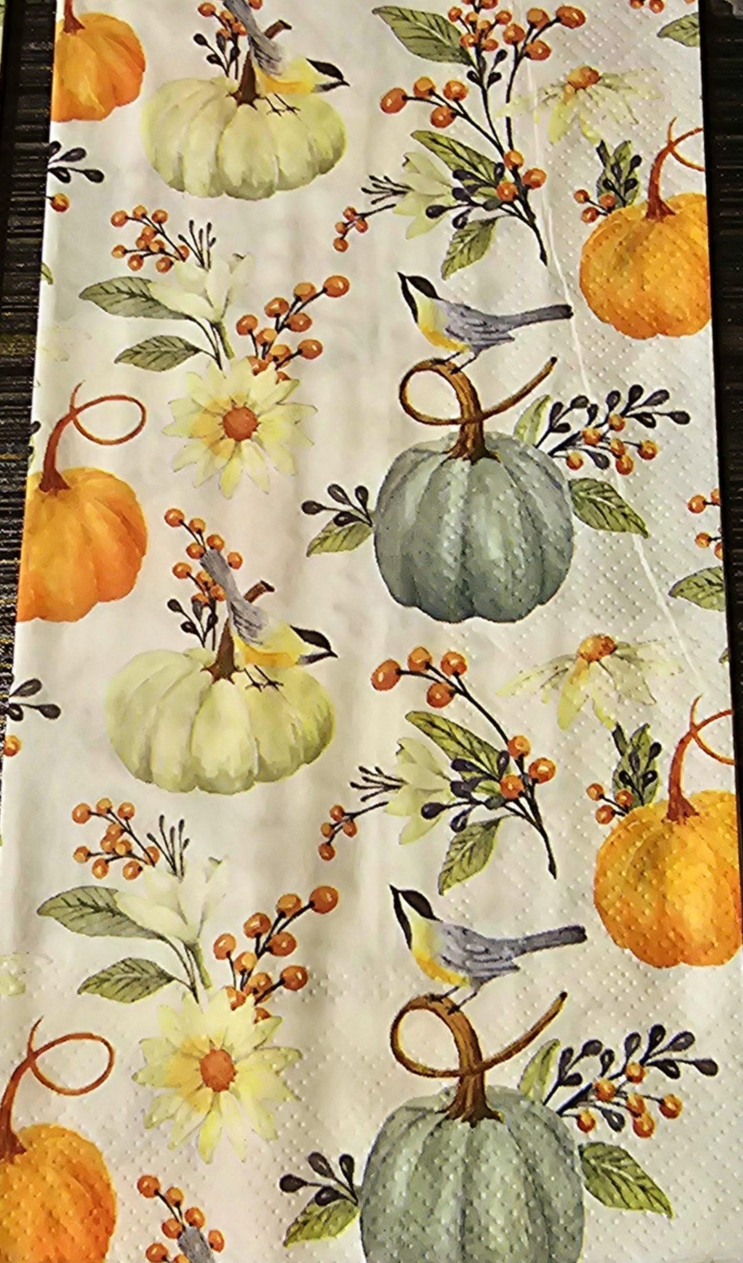 Blue Gray, Orange, and Off-white Napkins With Birds for Decoupage - Etsy