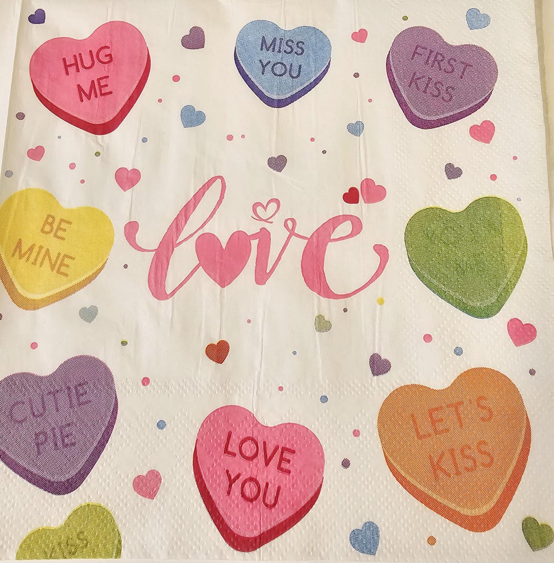 Love and Conversation Hearts Decoupage Napkin - Etsy