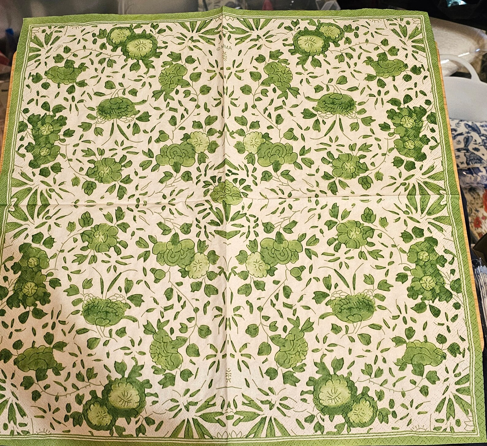 Green Delft Chinoisserie Napkin for Decoupage - Etsy