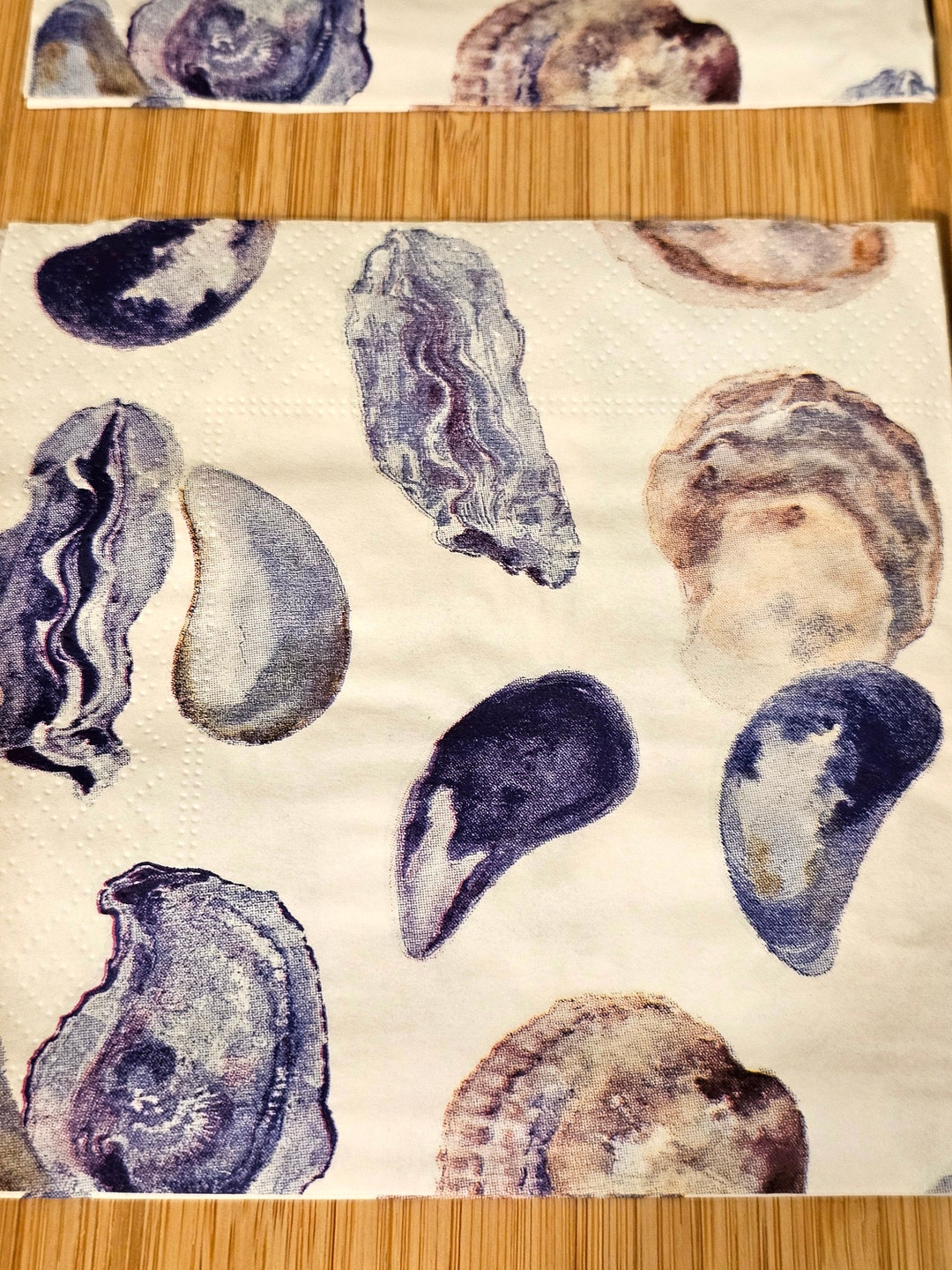 Shades of Blue Oyster Shell Cocktail Napkin for Decoupage - Etsy