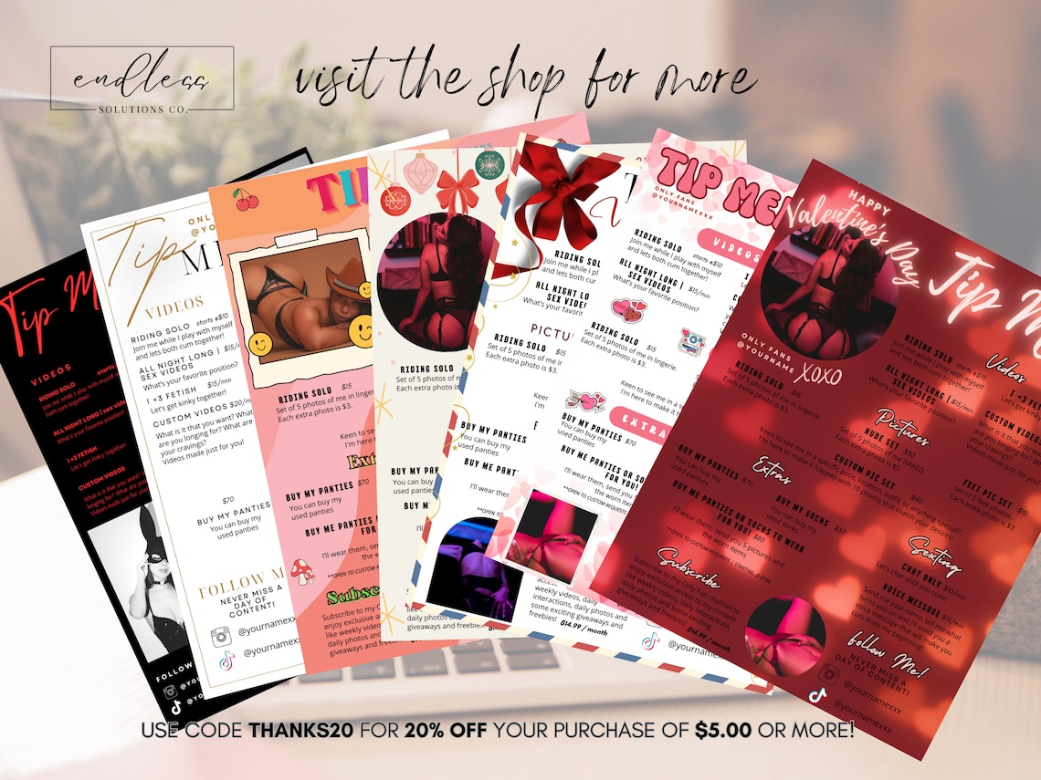 Onlyfans Tip Menu, Editable Template, Digital Download, Canva Template ...
