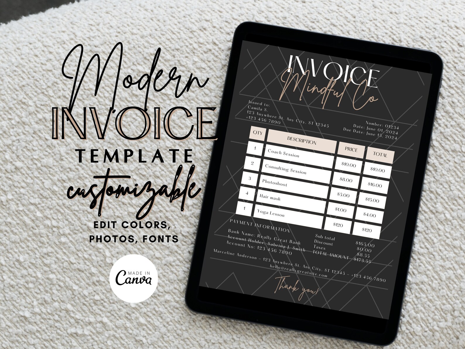 Black Invoice Template, Invoices Template, Invoice Template Download ...