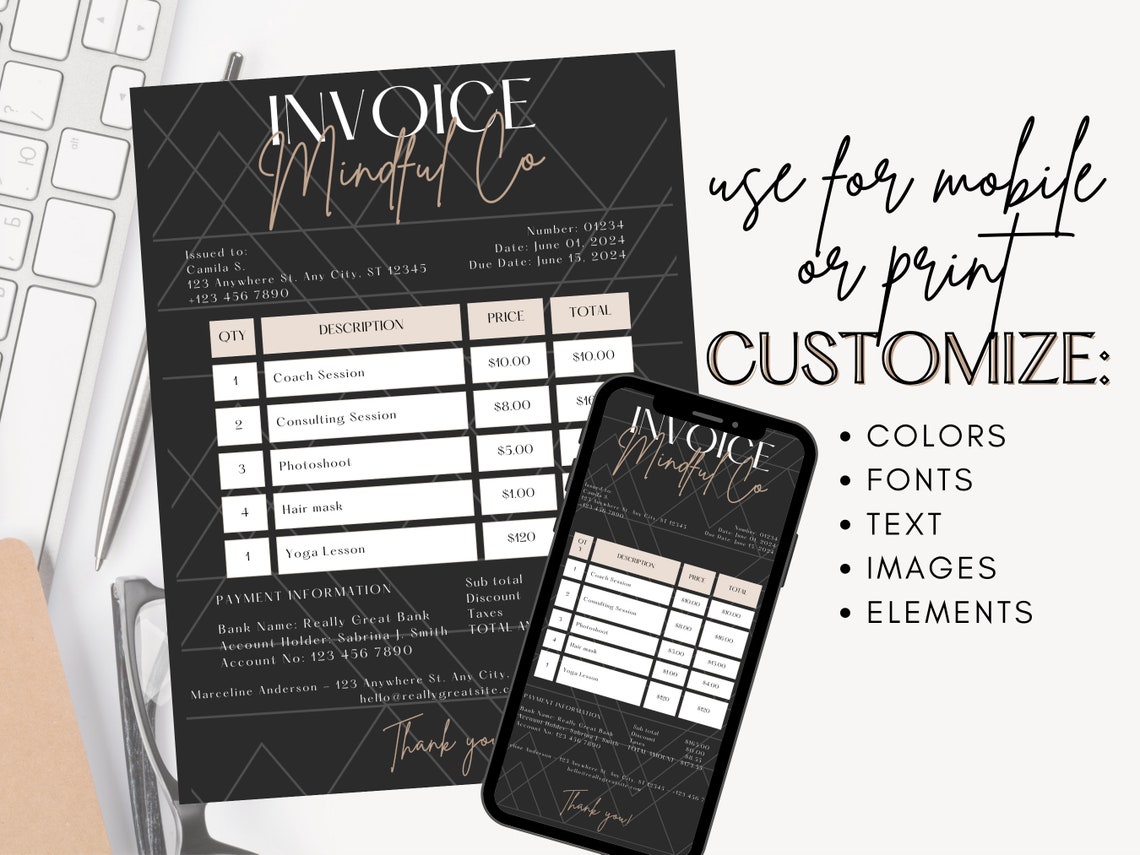 Black Invoice Template, Invoices Template, Invoice Template Download ...