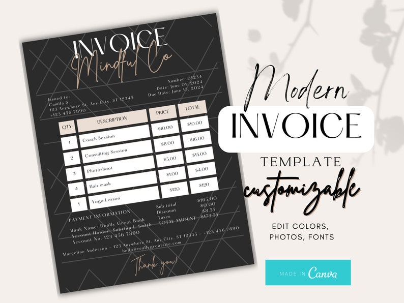 Black Invoice Template, Invoices Template, Invoice Template Download ...