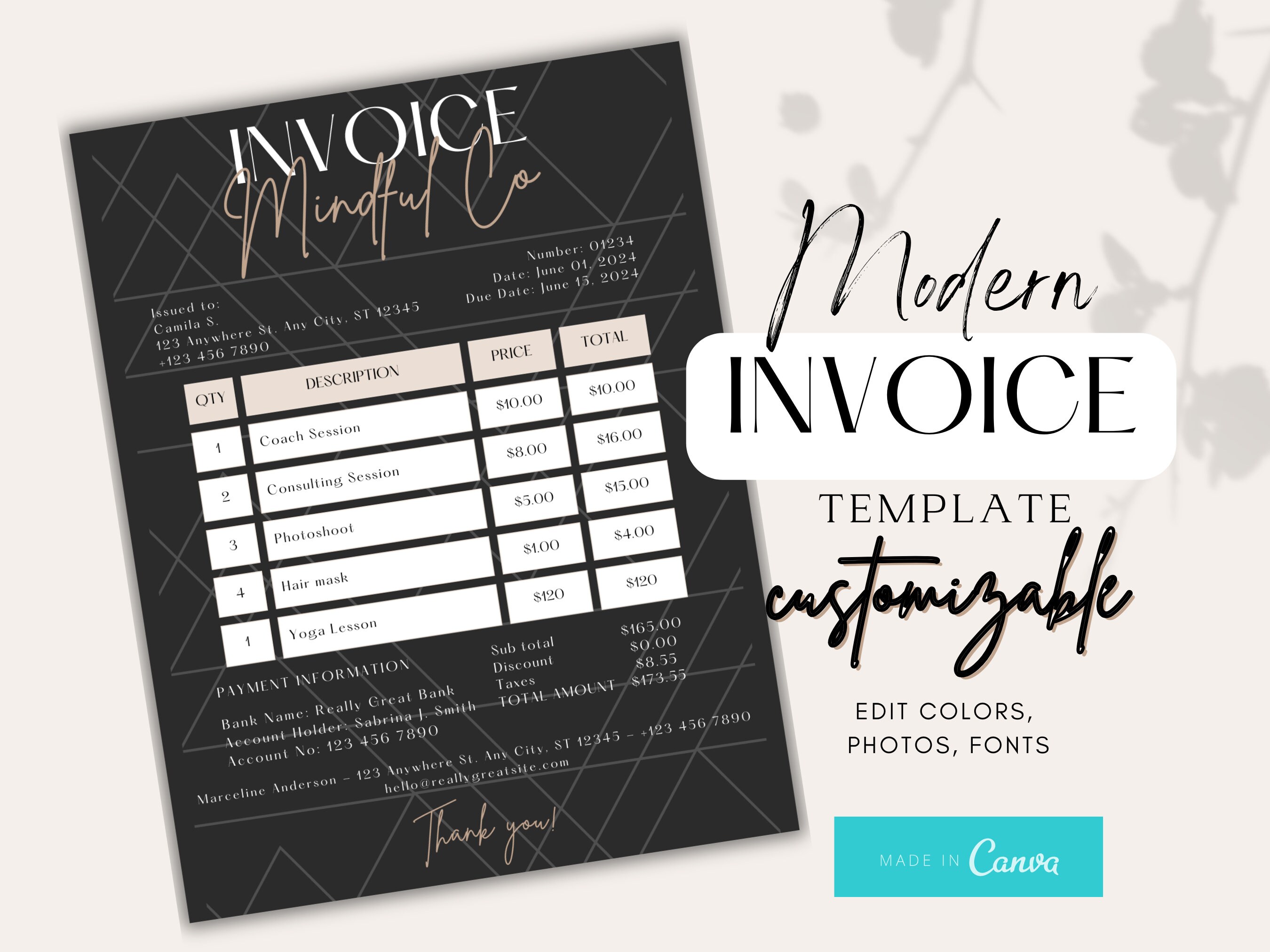Black Invoice Template, Invoices Template, Invoice Template Download ...