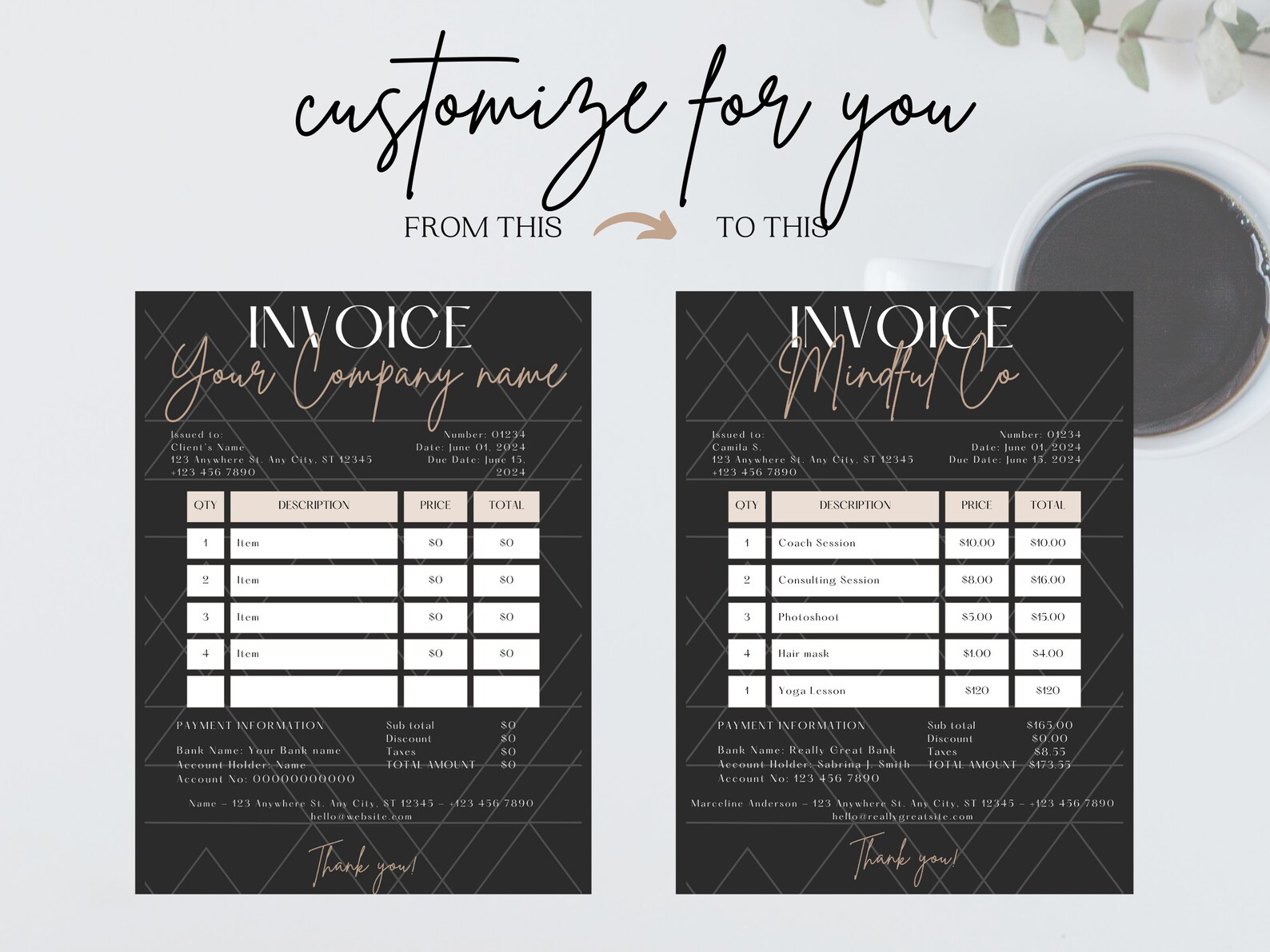 Black Invoice Template, Invoices Template, Invoice Template Download ...