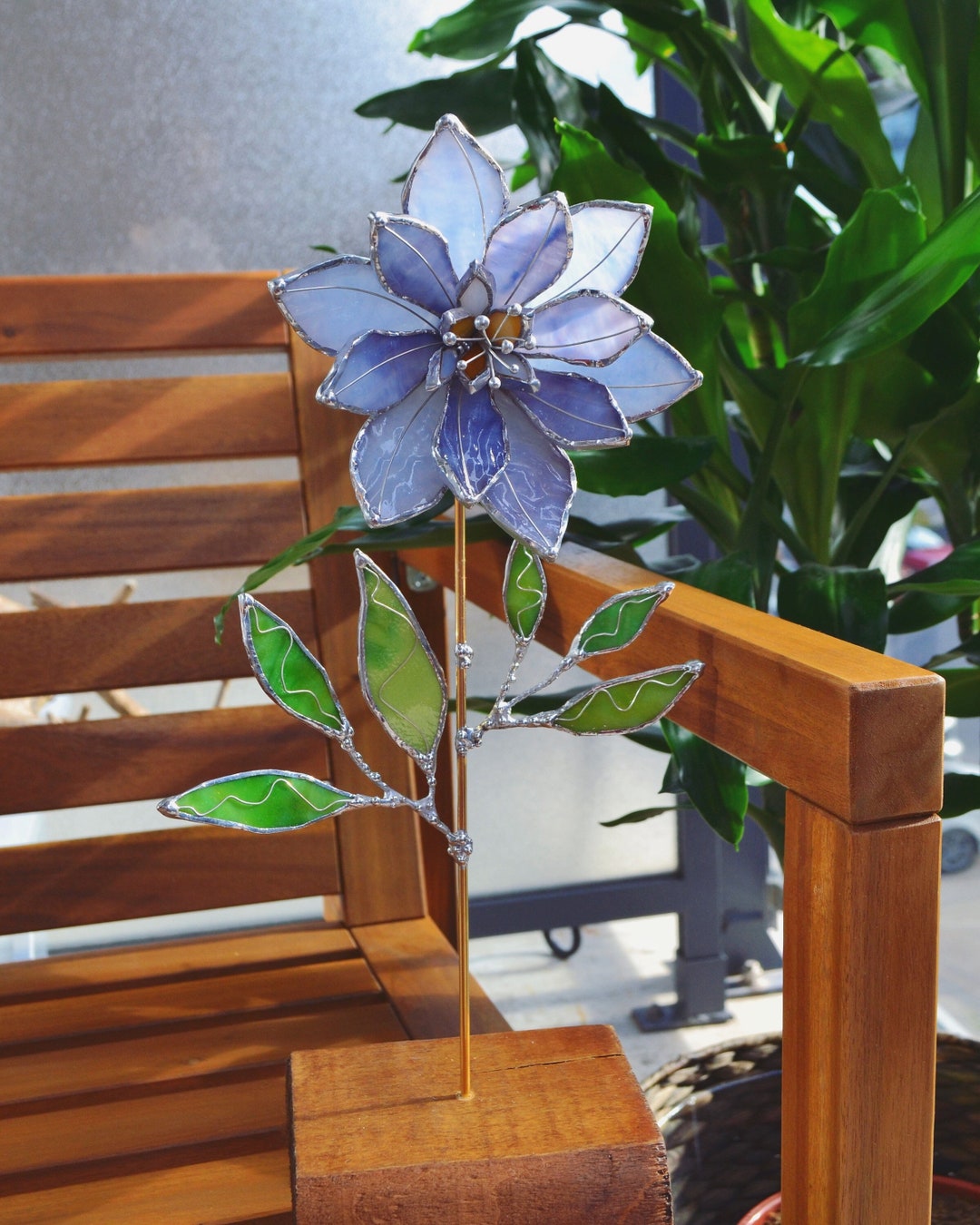 Stained Glass Lily Flower Suncatcher 3D, Table Plant Cactus Decor, Home ...